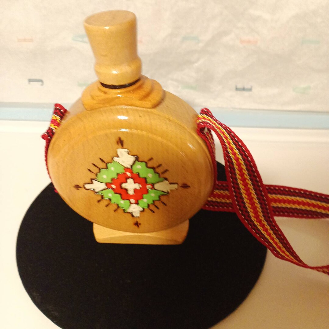 Vintage Wooden Hand Carved VESSEL and Glass Bottle Insert - Etsy