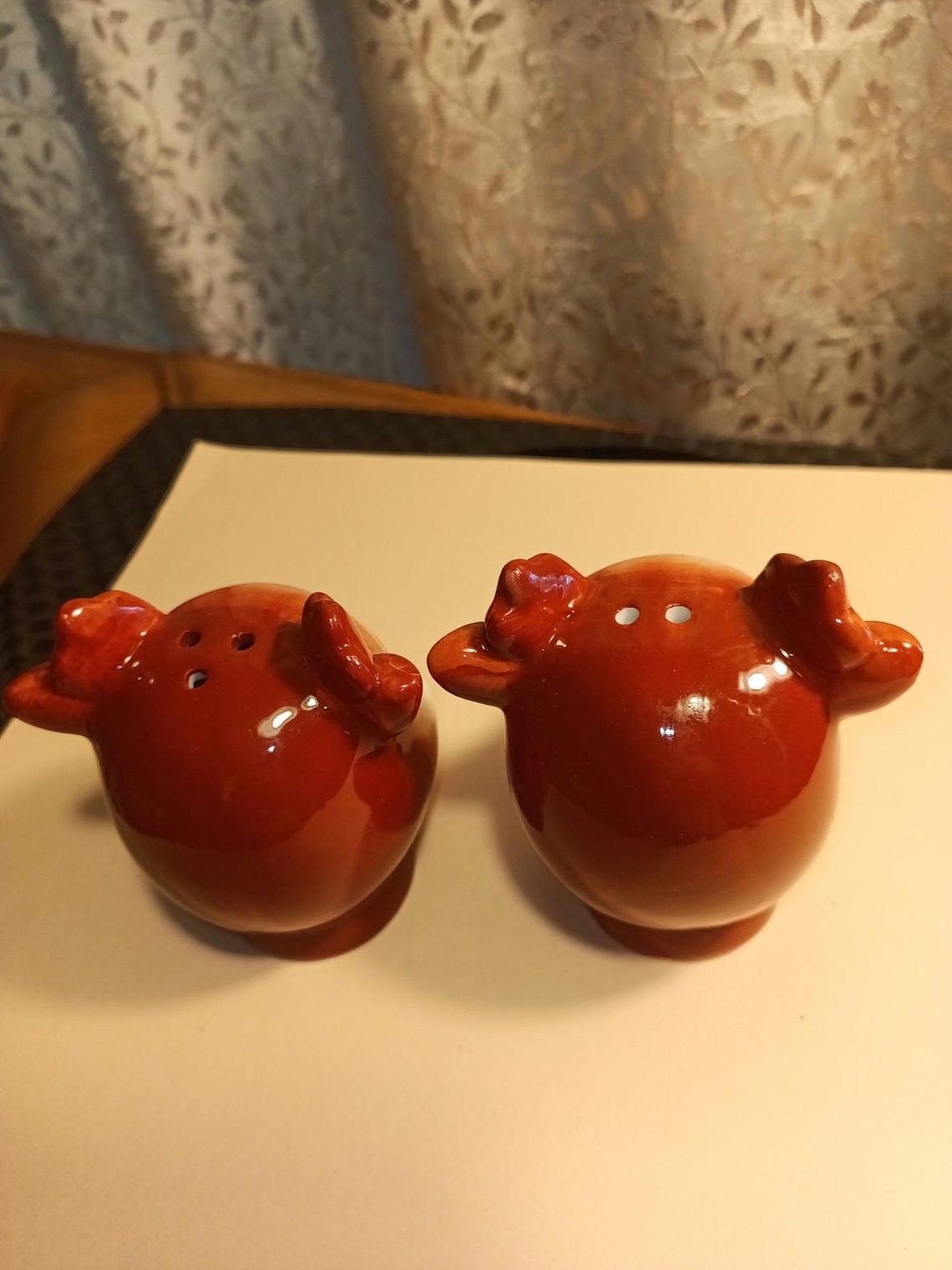 CELEBRATE IT Reindeer Pair "winking Girl" Hand Painted Salt & Pepper ...