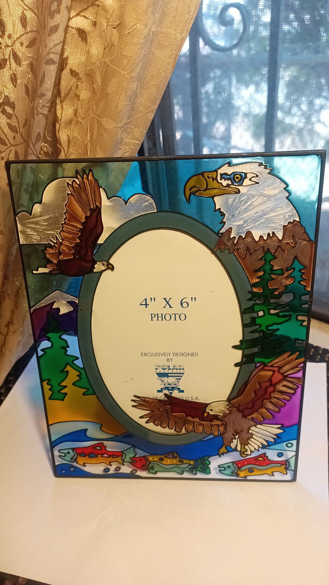 Rectangle Stained Acrylic Frame 4 X 6 Oval Shape Picture Insert EAGLES ...