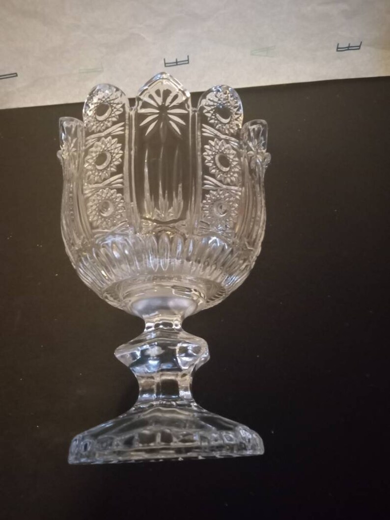 Vintage RARE Crystal Cut Glass LACE DESIGN on a Pedestal - Etsy