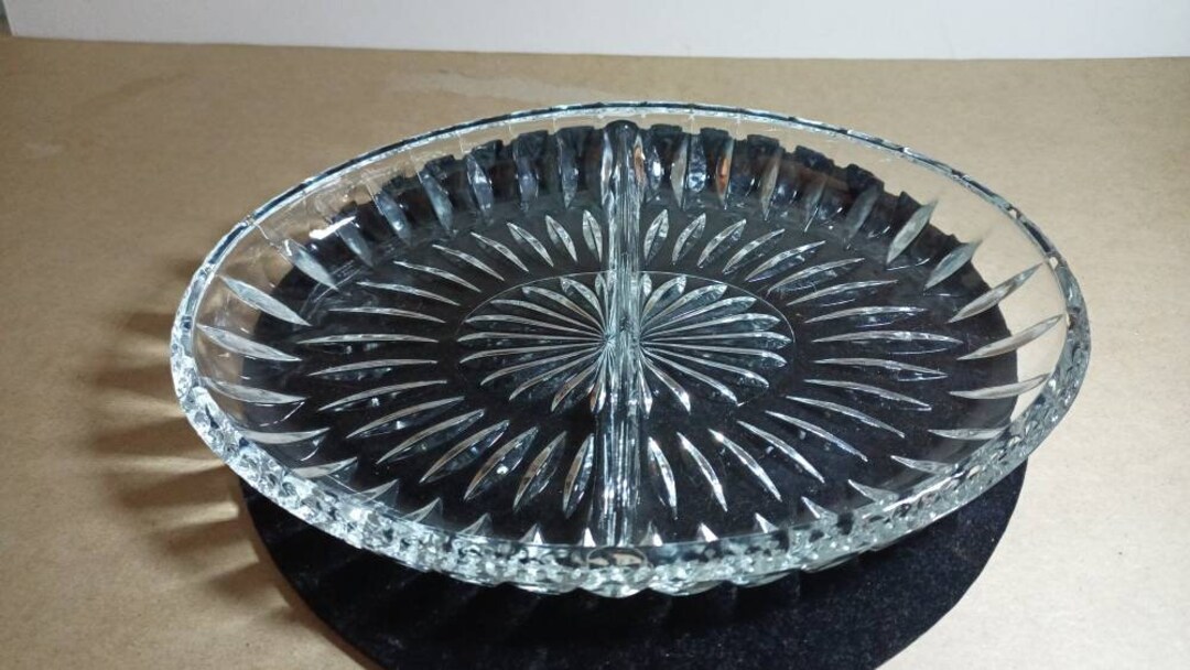 Oval Shape Crystal Cut DIVIDED Starburst Pattern Serving DISH - Etsy