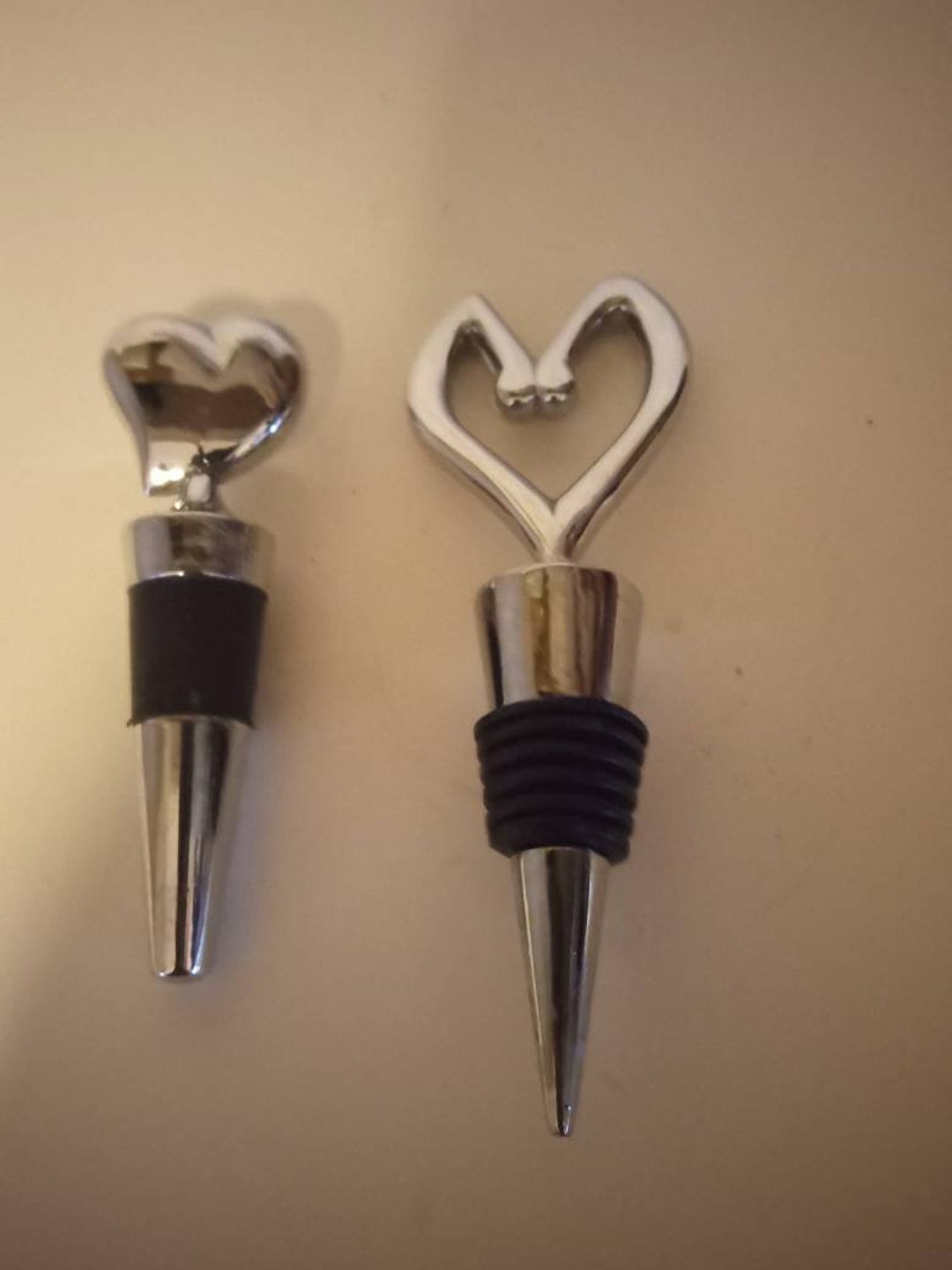 Heart Wine Stoppers, Silver Toned Metal, Set of 2 - Etsy