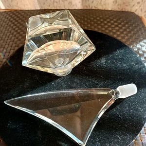 Vintage Art Deco Style Decorative/vanity Crystal Glass Ship Sail Shape ...