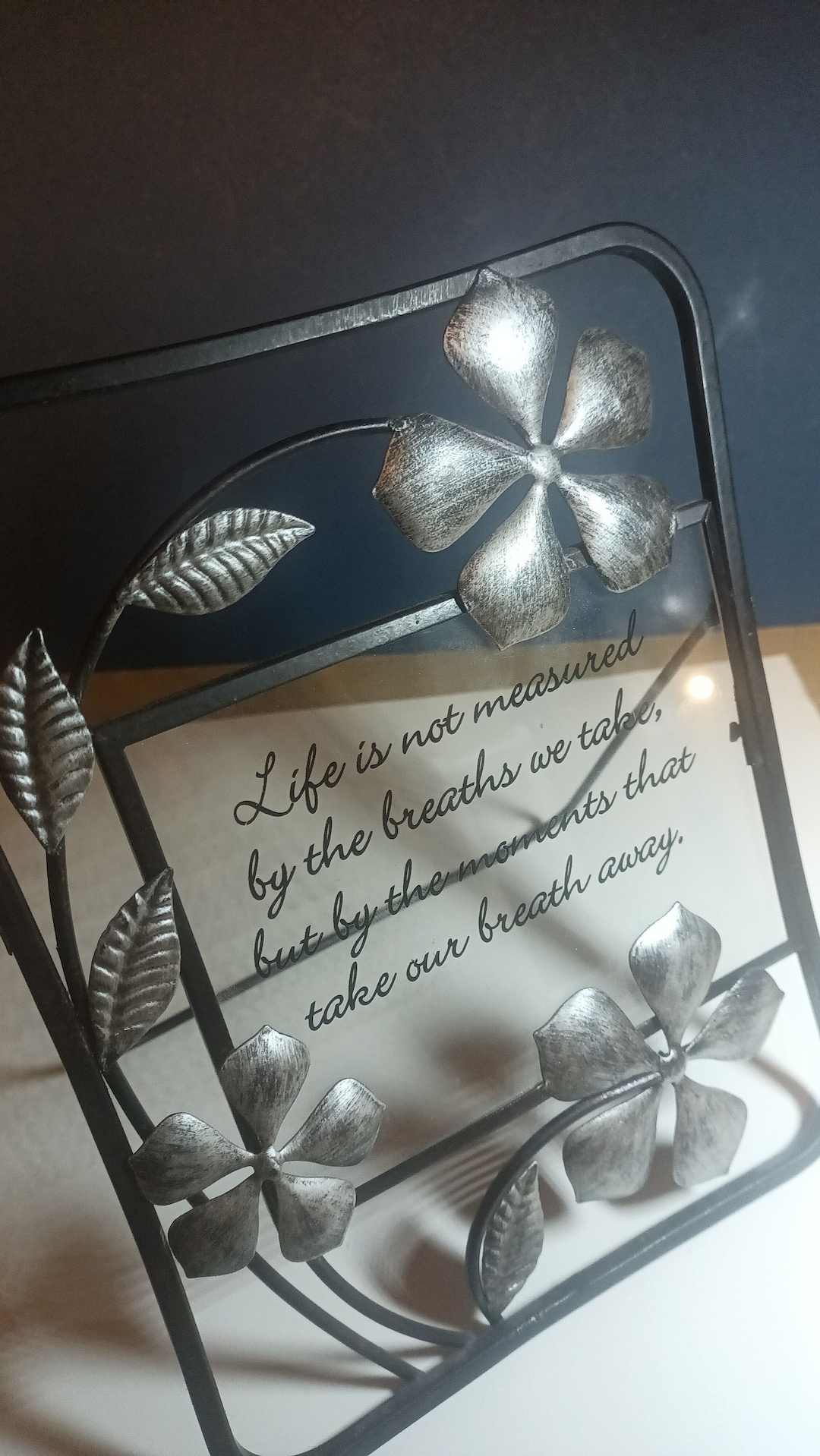 Lovely Glass and Metal Floral - Table Top Frame/wall HANGING WITH A ...