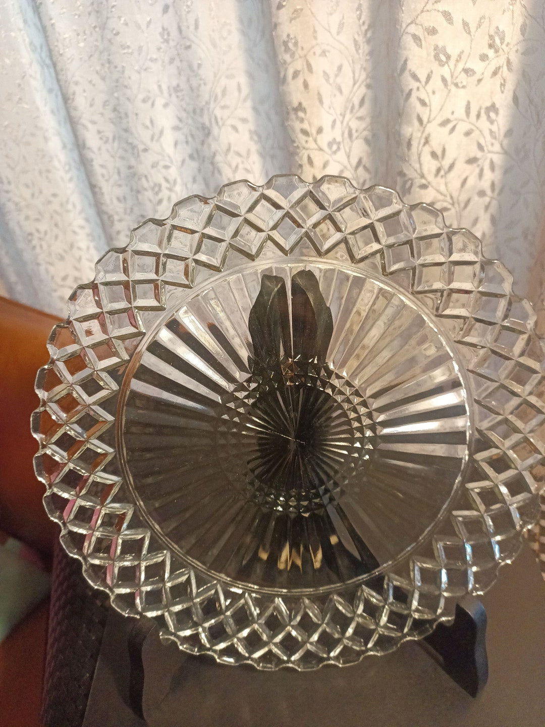 Round Reticulated Cut Glass Clear Serving MULTI PATTERN PLATE - Etsy