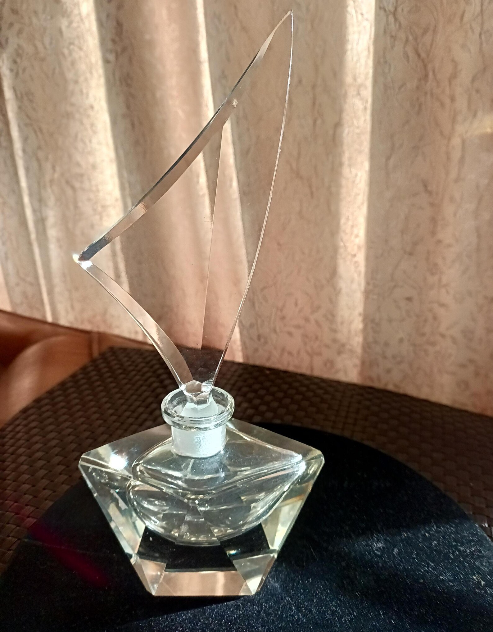 Vintage Art Deco Style Decorative/vanity Crystal Glass Ship Sail Shape ...