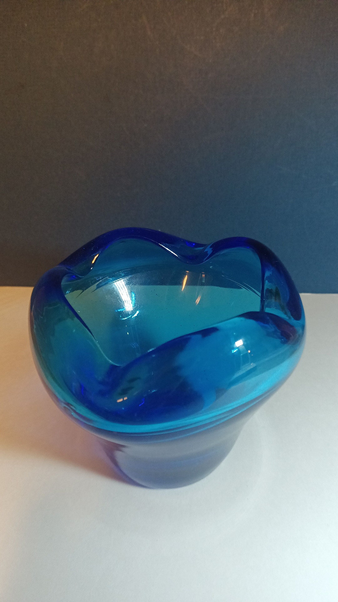 MUFFIN TOP Cobalt Blue Glass (pontil at Base) Cigarette Ashtray - Etsy