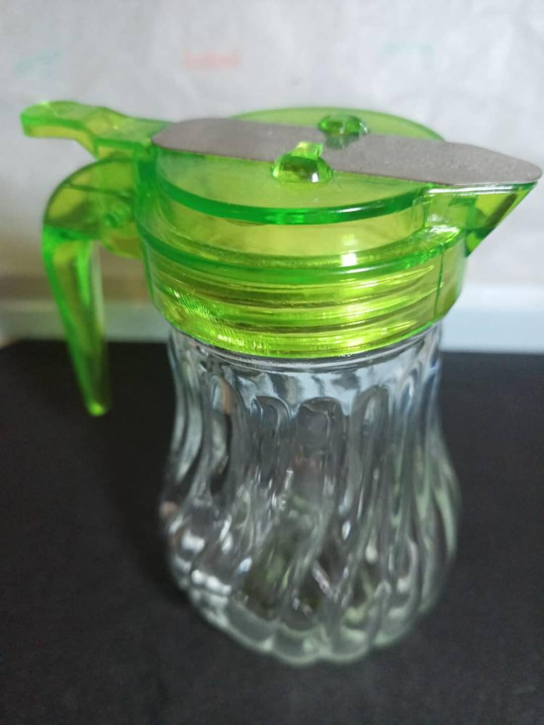 Glass Bottom/plastic Green Top SYRUP Jar (SLIDING LID) - Etsy