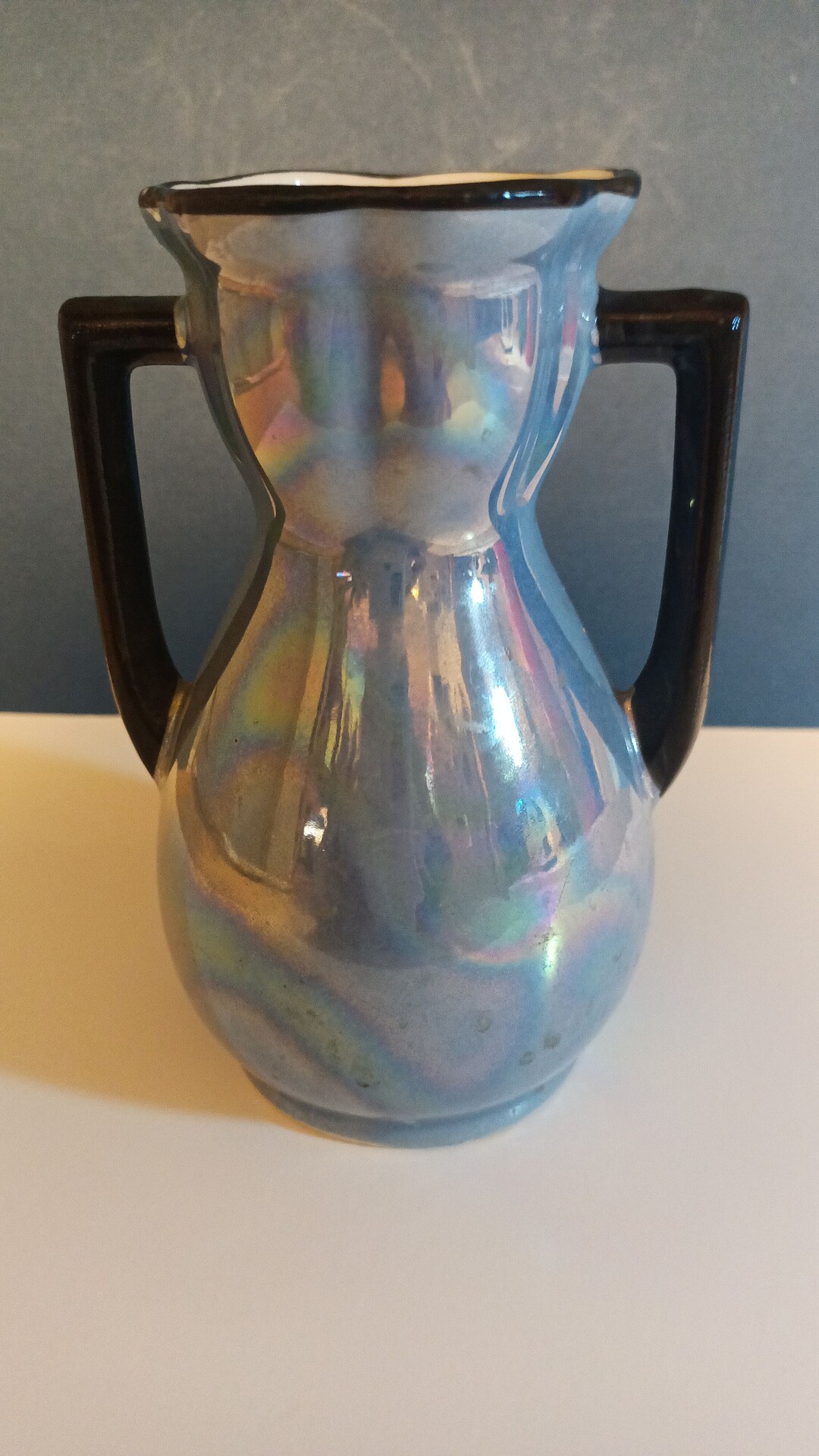 Vintage made in Czecho-slovakia Blue/black Lustre Ware 2 Handled Vase ...