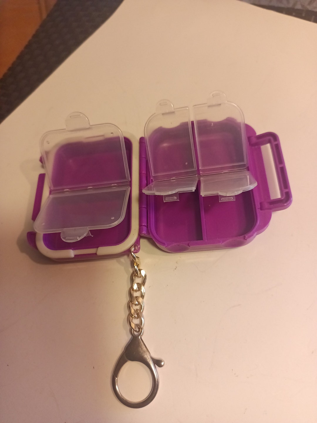 6 Compartment Twofold Purple Key Ring PILL BOX - Etsy