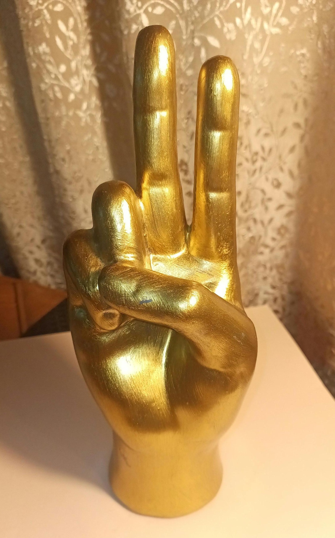 Hand Painted Ceramic Gold Hand Sculpture/home Decor and PEACE SIGN - Etsy