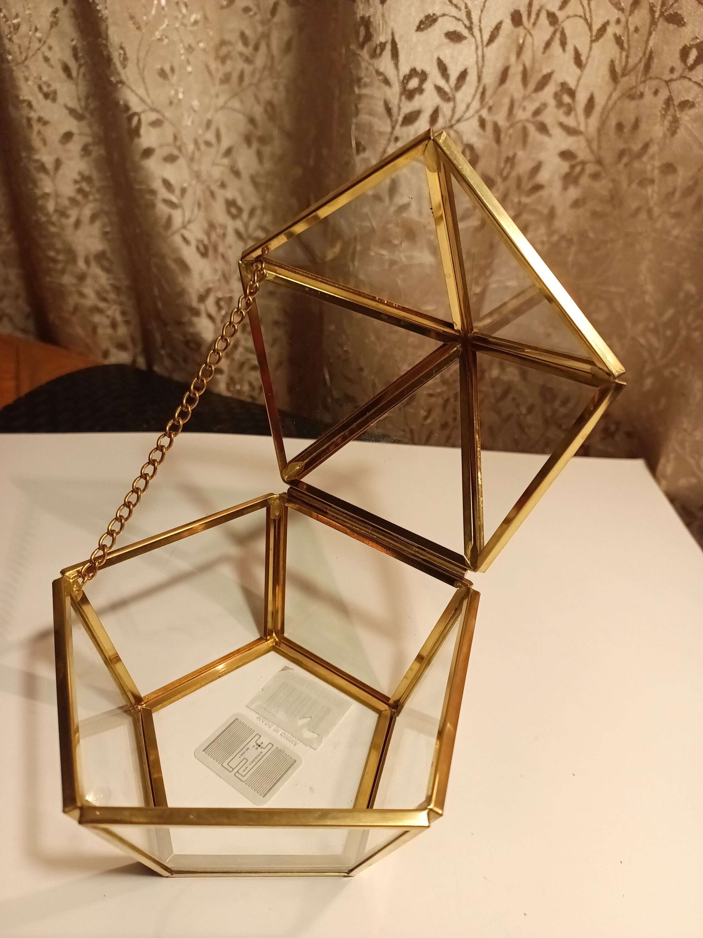 Vintage Glass/metal Pentagon Shape Terrarium Box - Etsy