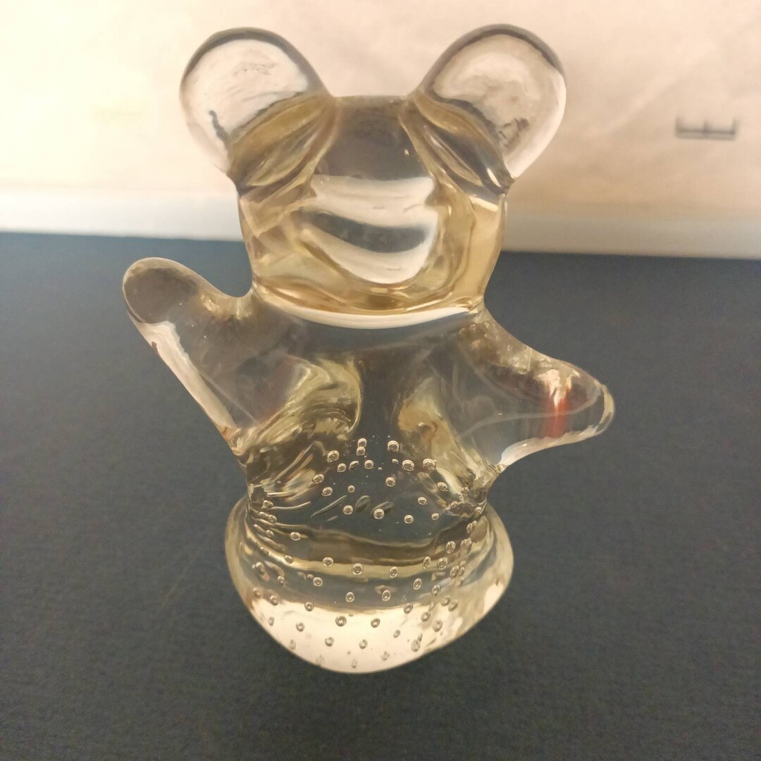 Collectible Clear Solid Glass (arms Out) BEAR With Controlled Bubbles ...
