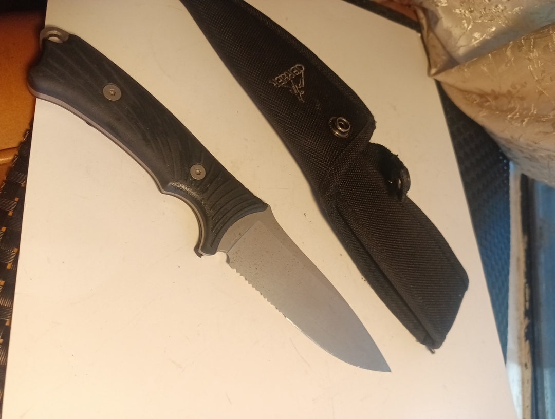 GERBER Straight/serrated - 4 1/2" Blade/nylon Sheath/rubber Handle/belt ...