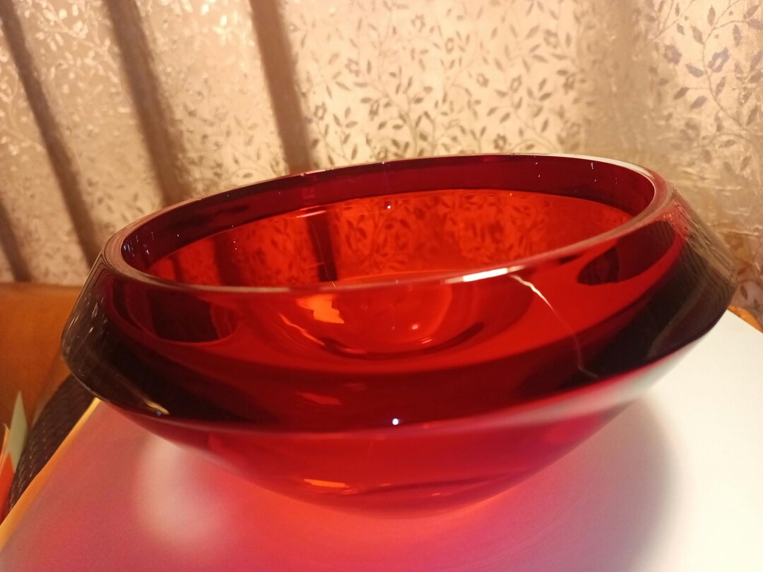 Ruby Red Round TELEFLORA Solid Glass (HEAVY) Vase/bowl - Etsy