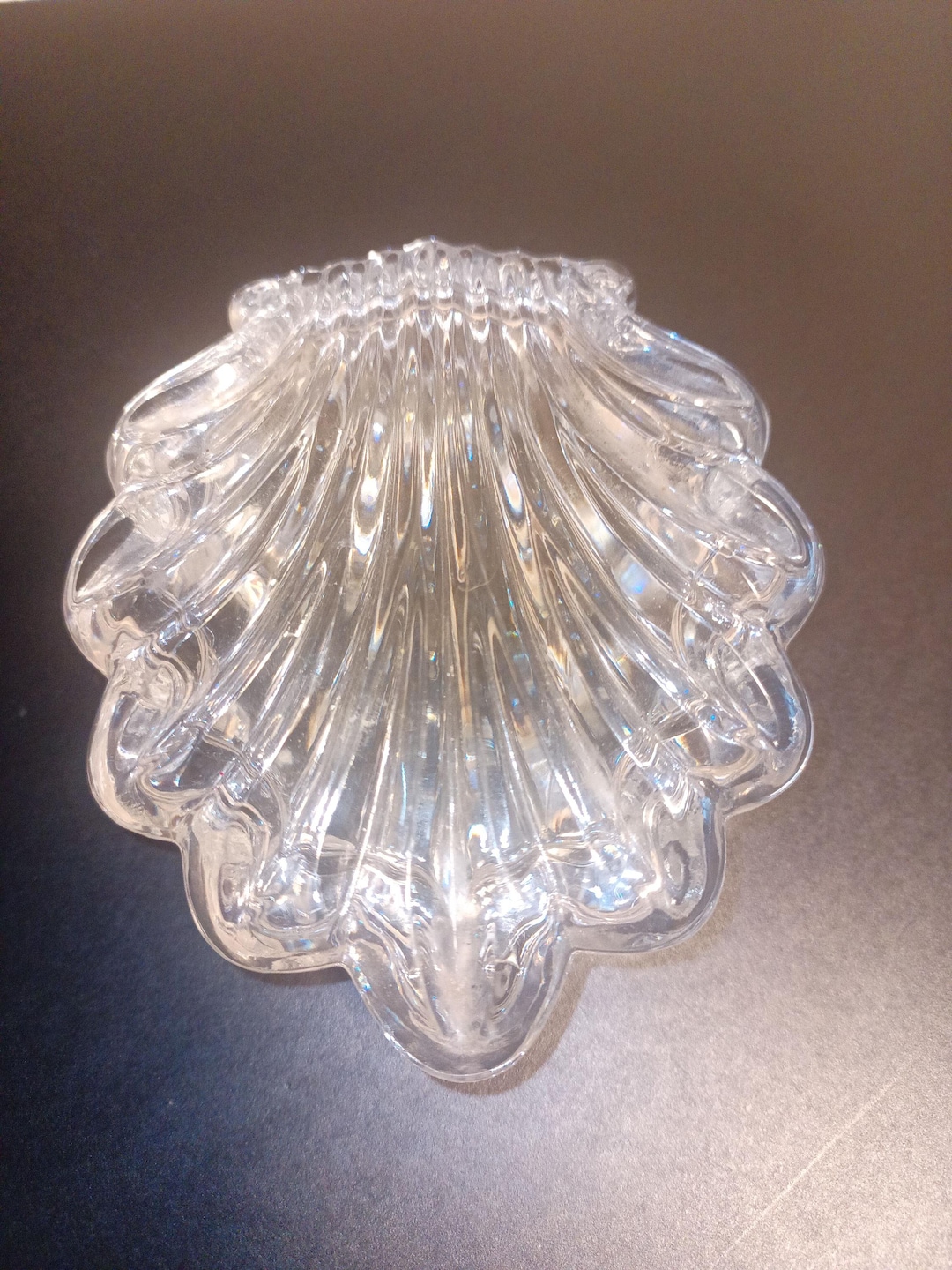 Vintage Crystal Clam Shell Shaped Unhinged Trinket Box With Lid - Etsy