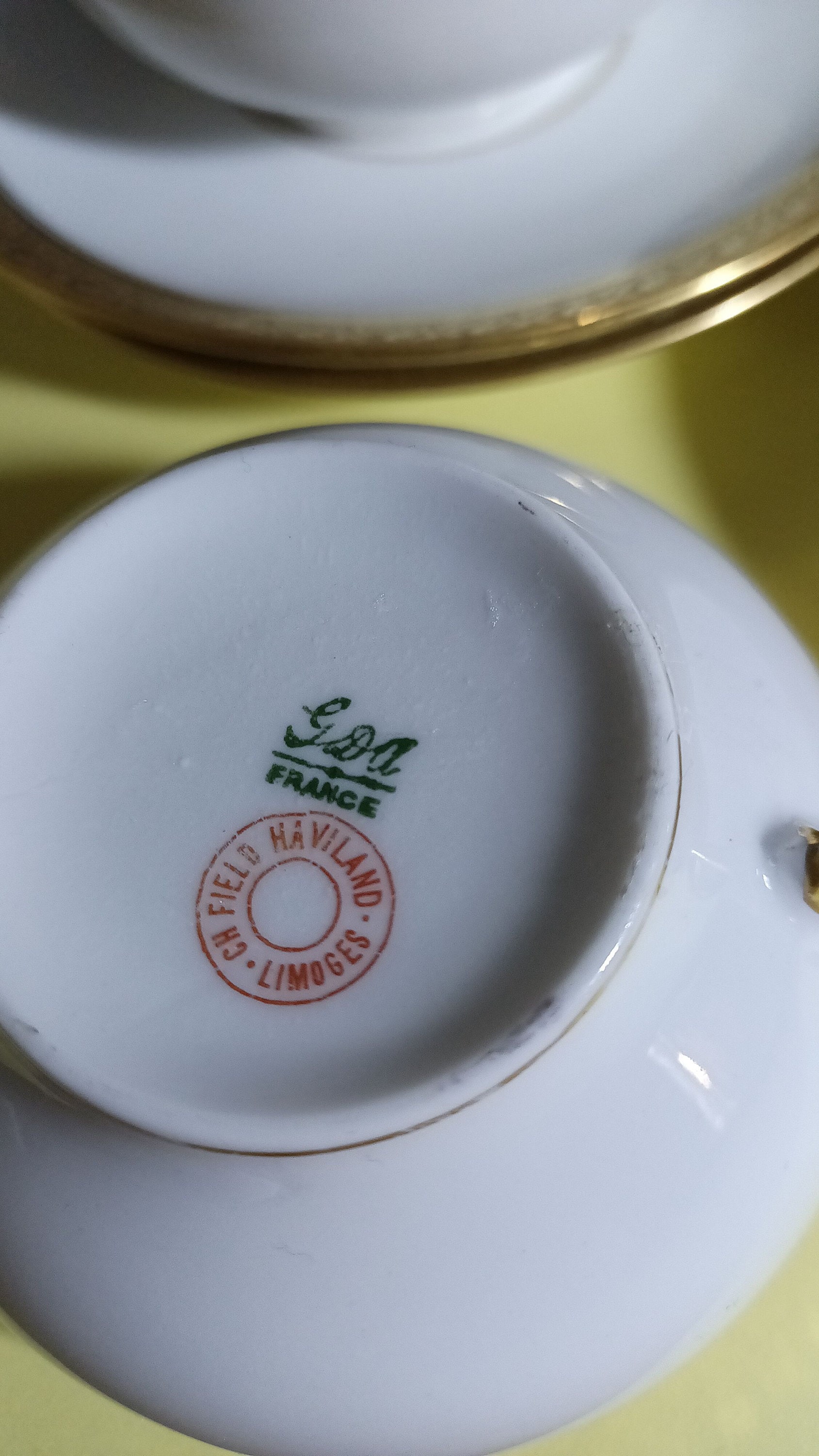 GOA CH FIELD Haviland Limoges France - (6) Sets of Teacups/saucers Gold ...