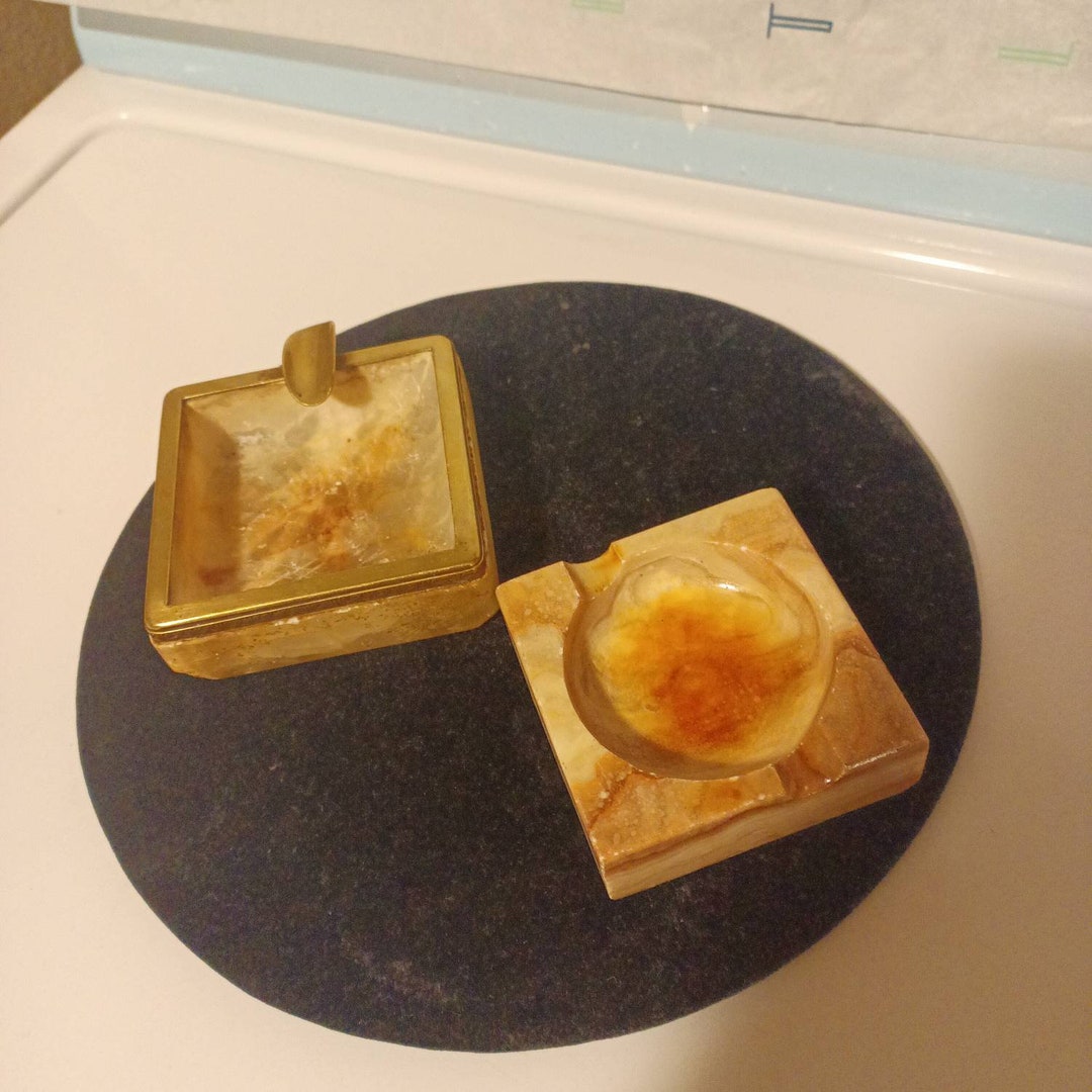 Vintage Square Alabaster lot of 2 Personal CIGARETTE/CIGAR Ashtrays - Etsy
