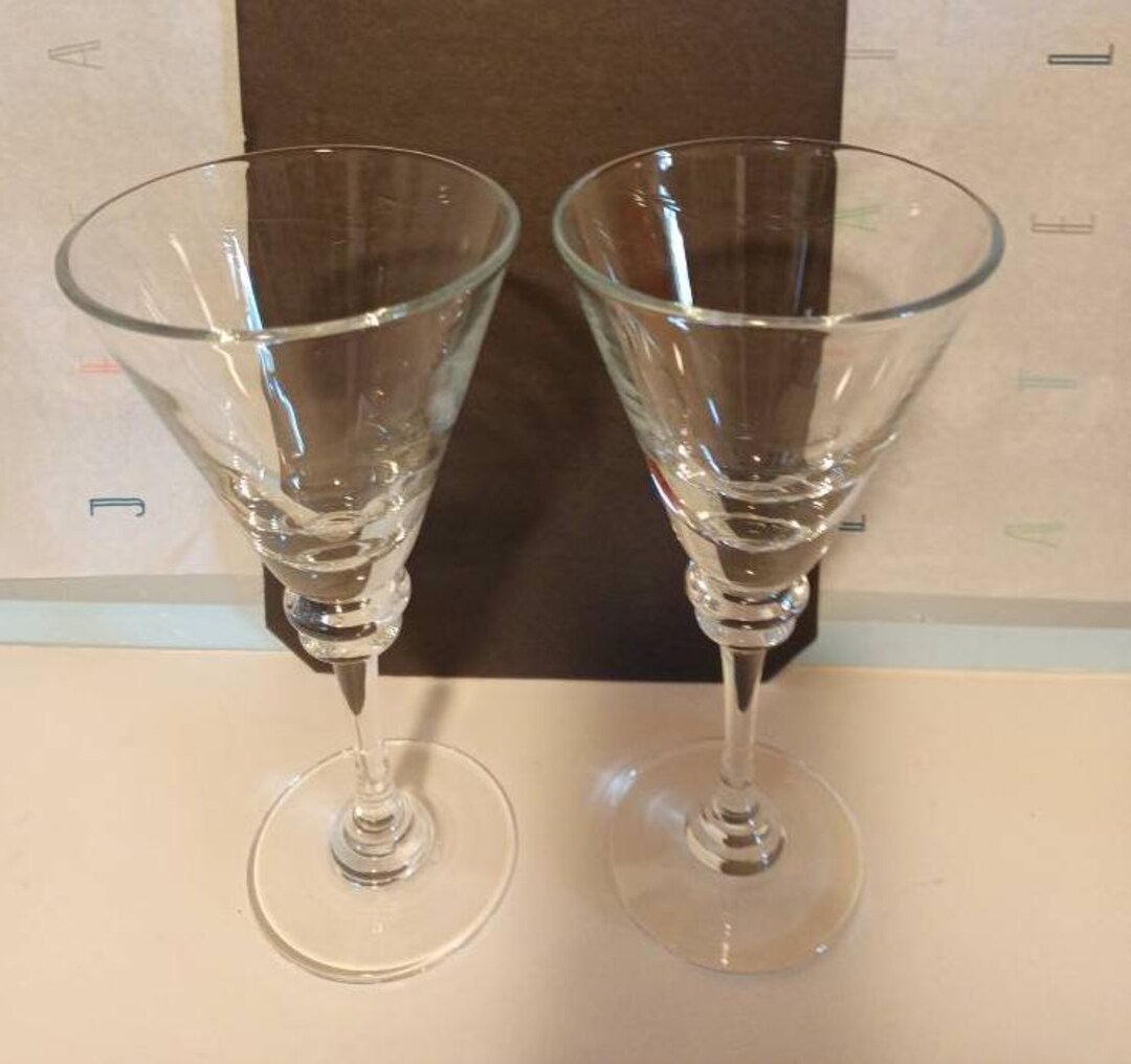 Solid Clear Glass Long Stem (2 Flat Balls on Stem) WINE GLASS - Etsy