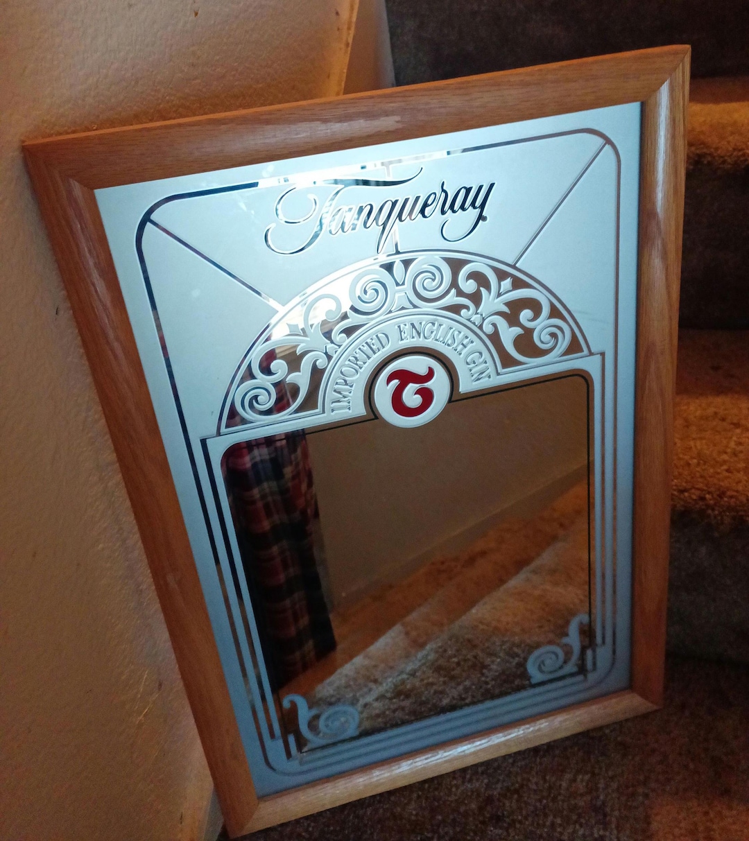 VINTAGE Tanqueray Imported English Gin Wood Framed Mirror Wall SIGN - Etsy