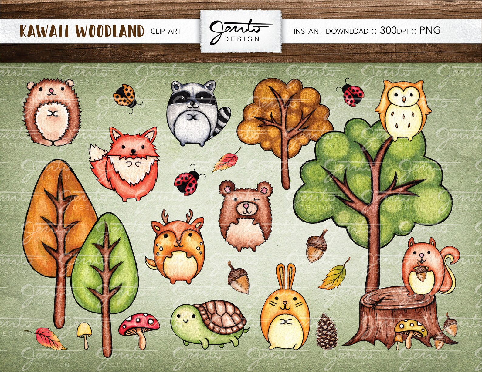 Kawaii Woodland Cute Critters Clipart Set Deer Fox Owl - Etsy