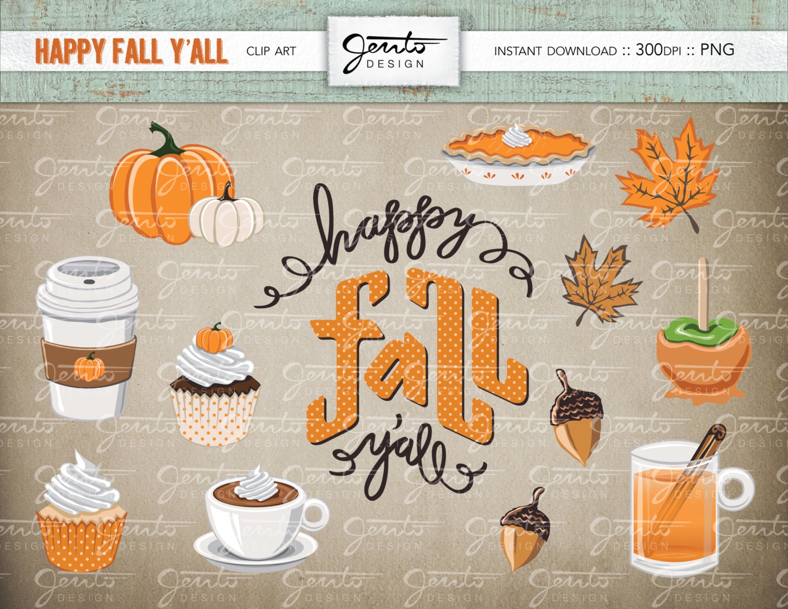 Happy Fall Y'all Clip Art Fall Favorites Pumpkin Spice | Etsy