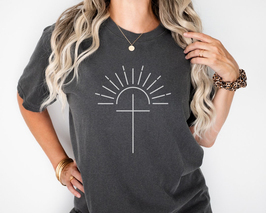 Minimalist Christian Cross & Sun Comfort Colors T-shirt, Modern ...