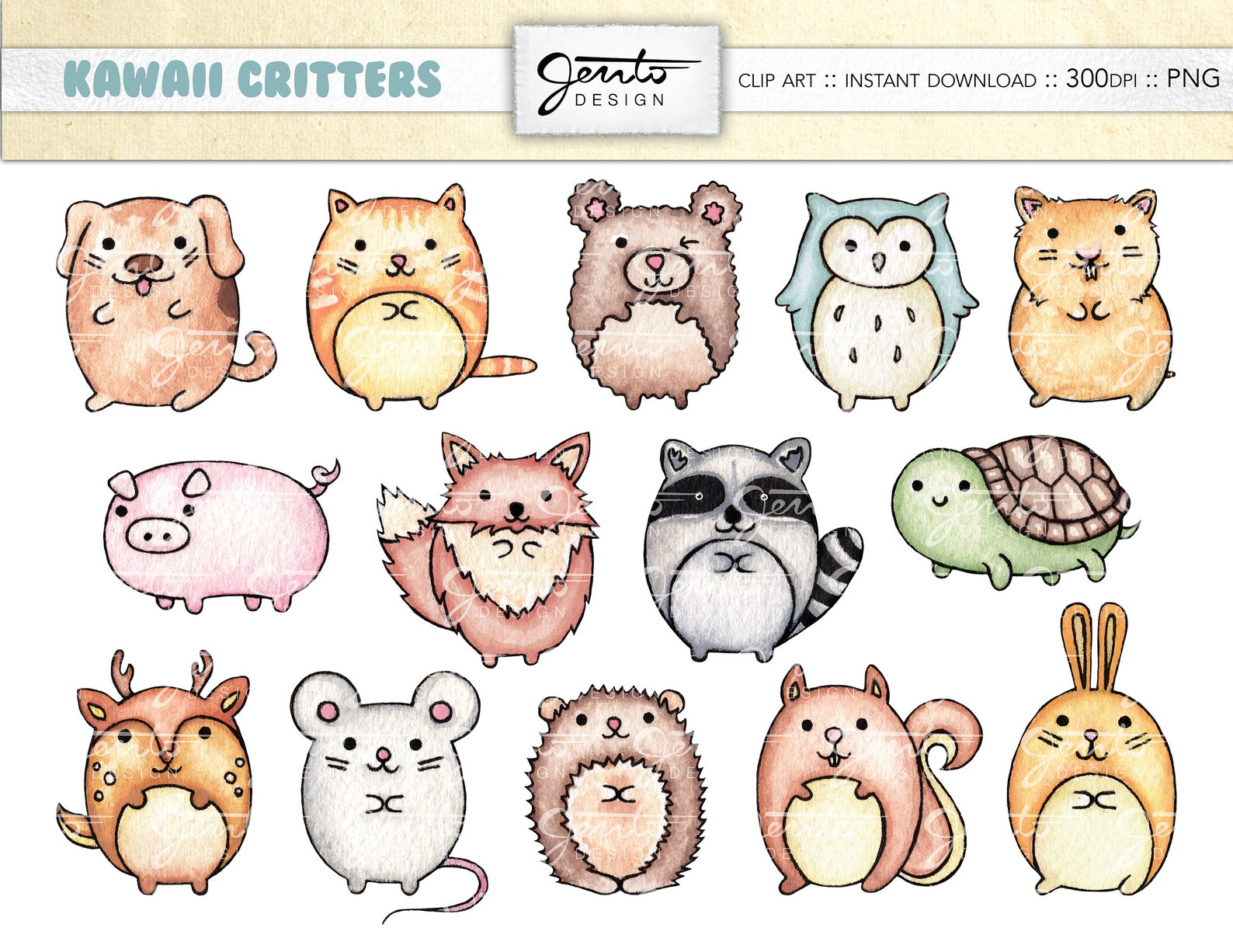 Kawaii Cute Critters Clipart Set Deer Fox Owl Squirrel - Etsy