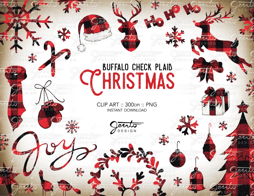 Buffalo Check Plaid Christmas Clipart Set Buffalo Check Tree - Etsy