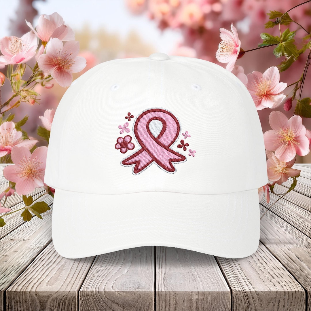 Embroidered Breast Cancer Ribbon Baseball Hat, Breast Cancer Awareness ...