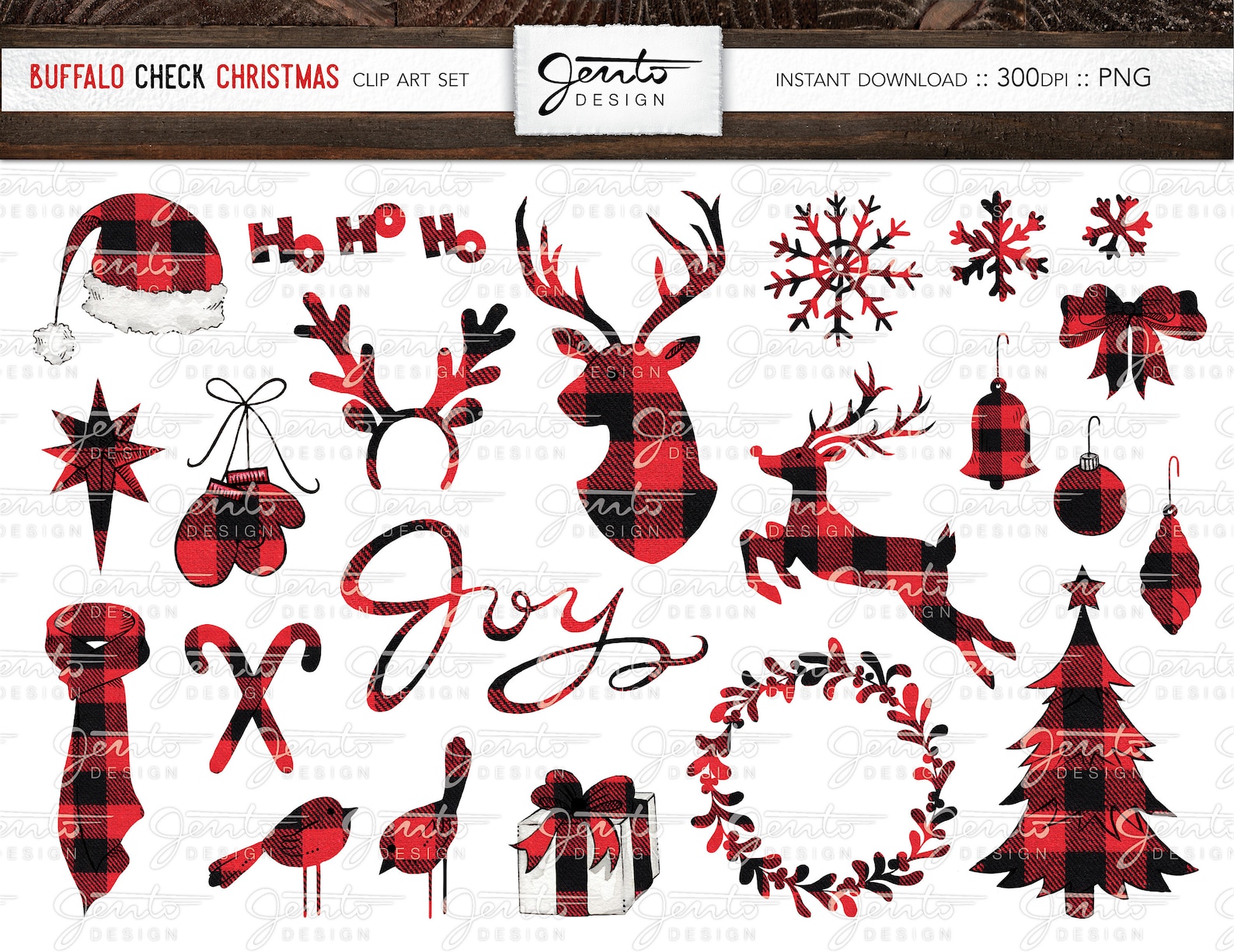 Buffalo Check Plaid Christmas Clipart Set Buffalo Check Tree - Etsy
