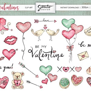 Valentine Clipart Set Lovebirds Cupid Conversation Hearts - Etsy