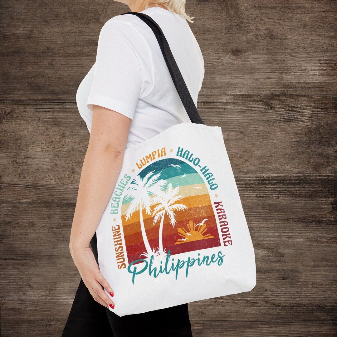 Philippines Beach Tote Bag, Retro Island Sunset Tote, Tropical Tote Bag ...