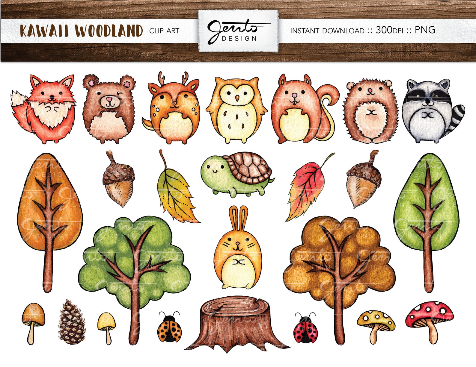 Kawaii Woodland Cute Critters Clipart Set Deer Fox Owl - Etsy