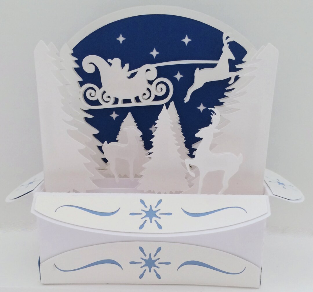 Santa Silhouette Card in A Box 3D SVG - Etsy