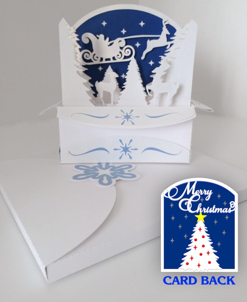Santa Silhouette Card in A Box 3D SVG - Etsy