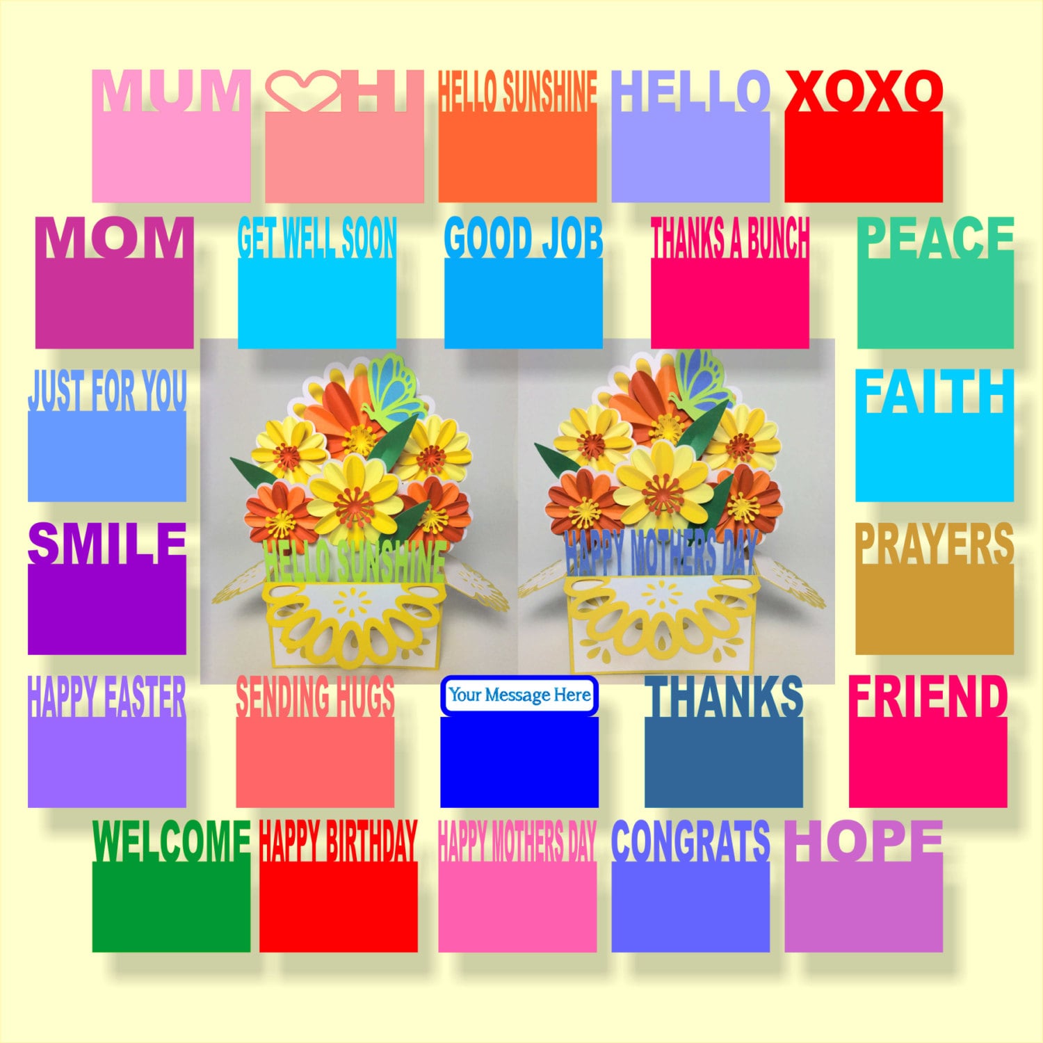 Sunshine Bouquet Card In A Box 3D SVG - Etsy.de