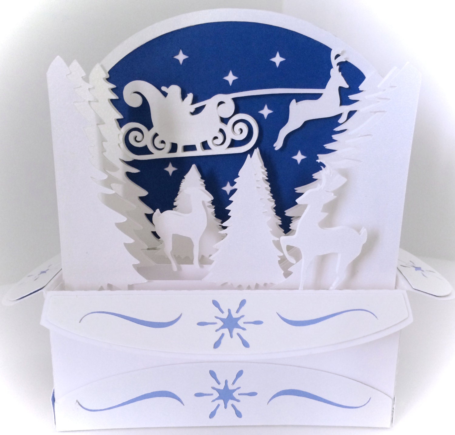 Santa Silhouette Card in A Box 3D SVG - Etsy