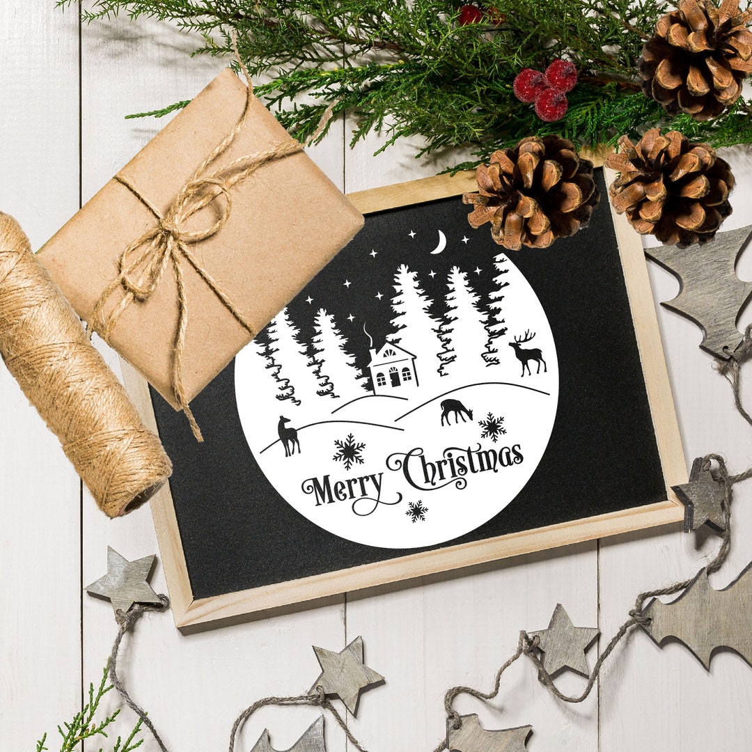 Merry Christmas Round Vector SVG Art - Etsy
