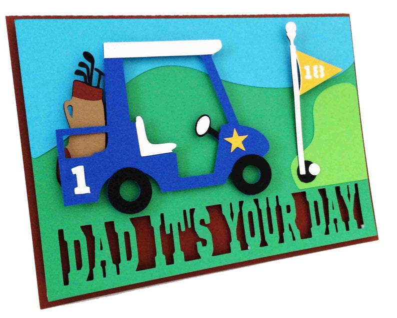 Fathers Day Golf Pop Up Card 3D SVG | Etsy