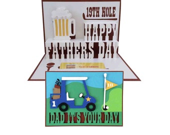 Fathers Day Golf Pop up Card 3D SVG - Etsy