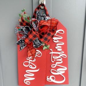 Christmas Front Door Decor | Tag Door Hanger | Christmas Wreath ...