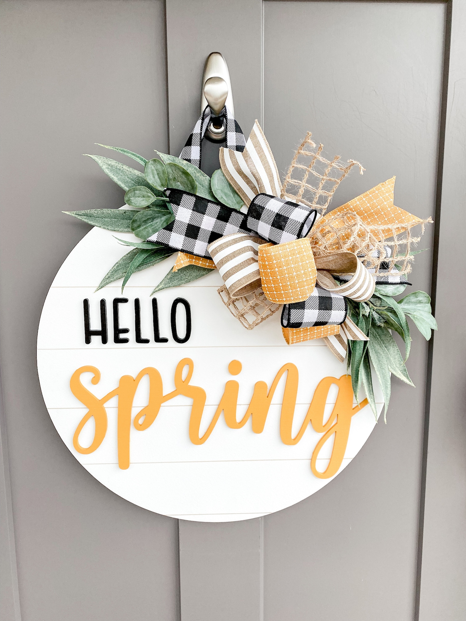 Hello Spring Wood Door Hanger Front Door Decor Spring - Etsy