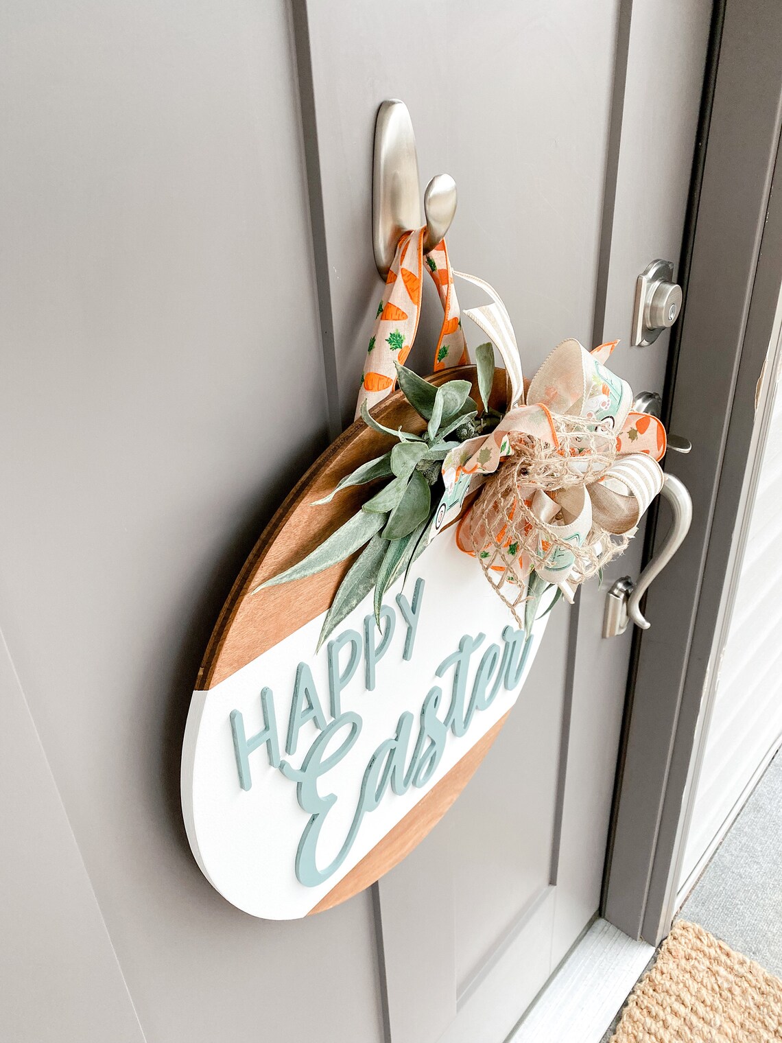 Happy Easter Wood Door Hanger Front Door Decor Spring - Etsy