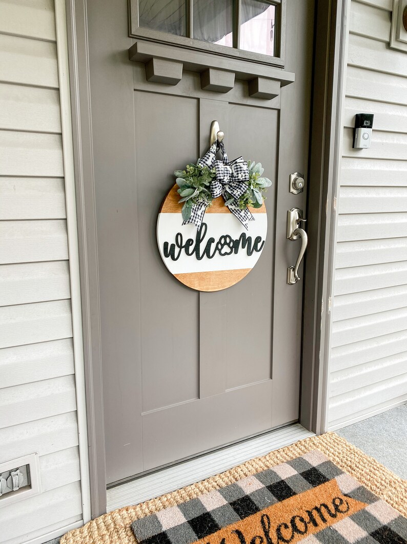 Front Door Decor Dog Paw Print Round Wood Sign Front - Etsy