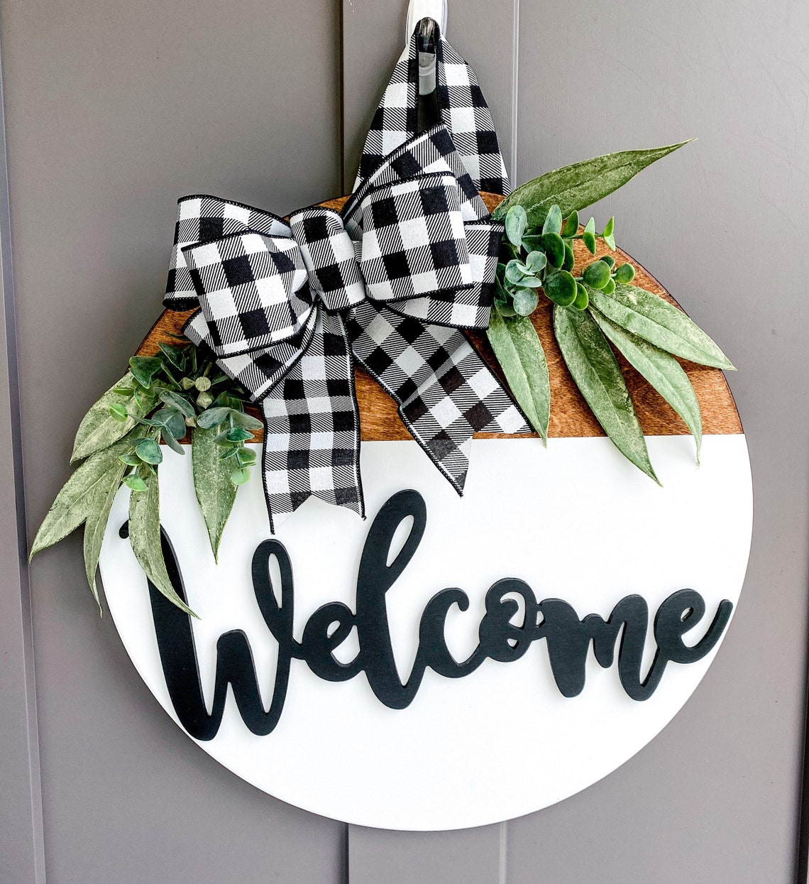 Front Door Decor Welcome Round Wood Sign Front Door - Etsy
