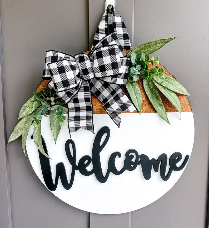 Front Door Decor Welcome Round Wood Sign Front Door - Etsy