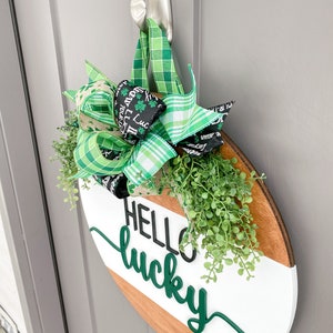 Hello Lucky, St. Patricks Day, Decoration, Farmhouse, Door Hanger ...