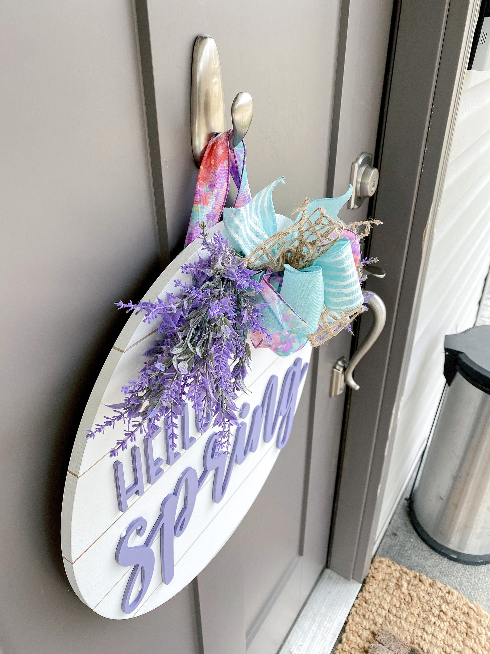 Hello Spring Wood Door Hanger Front Door Decor Spring - Etsy