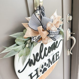 Front Door Decor | Dog | Paw Print | Round Wood Sign | Front Door ...